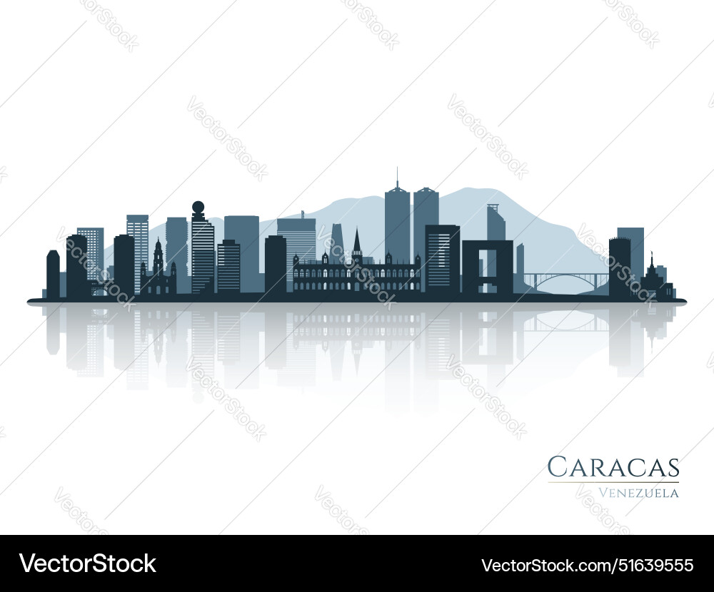 Caracas skyline silhouette with reflection Vector Image