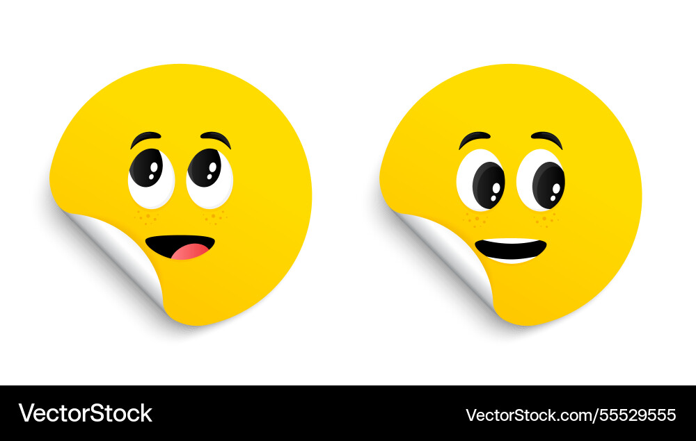 Cartoon face expressions on stickers surprised Vector Image