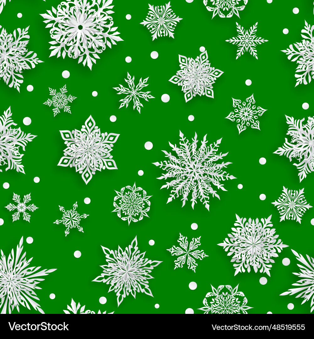 Christmas seamless pattern with paper snowflakes Vector Image