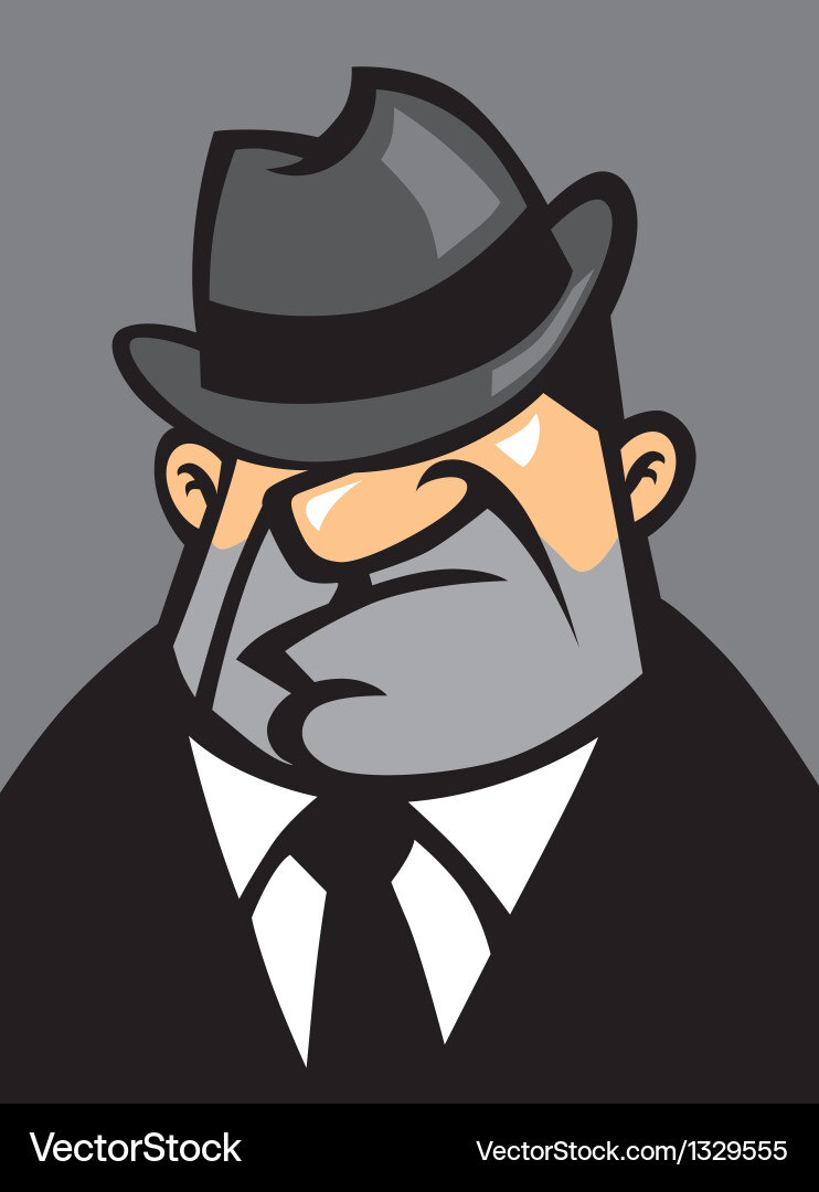 Fat Mafia Portrait - Cartoon Style Royalty Free Vector Image