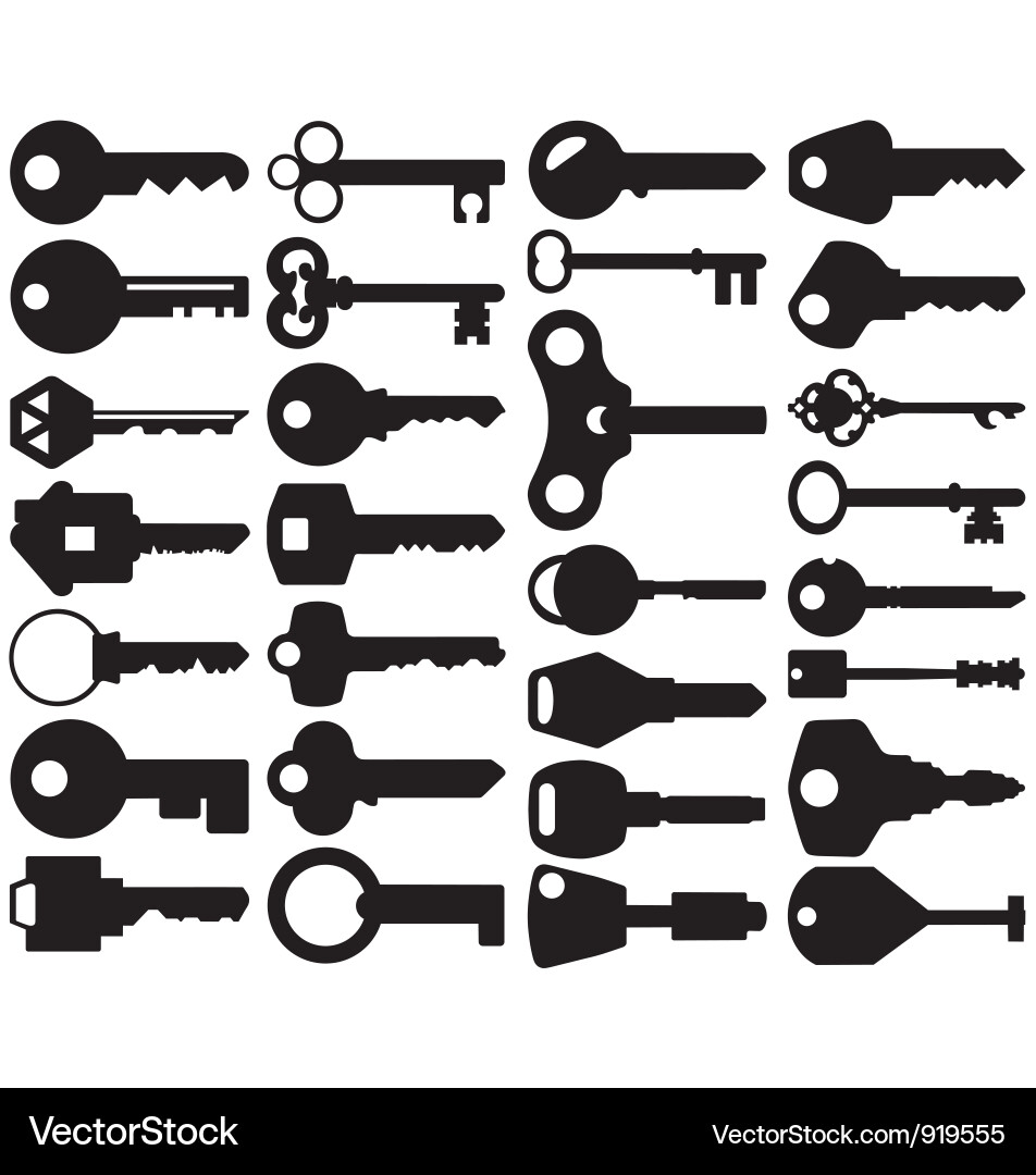 Key Icon Set Royalty Free Vector Image - VectorStock