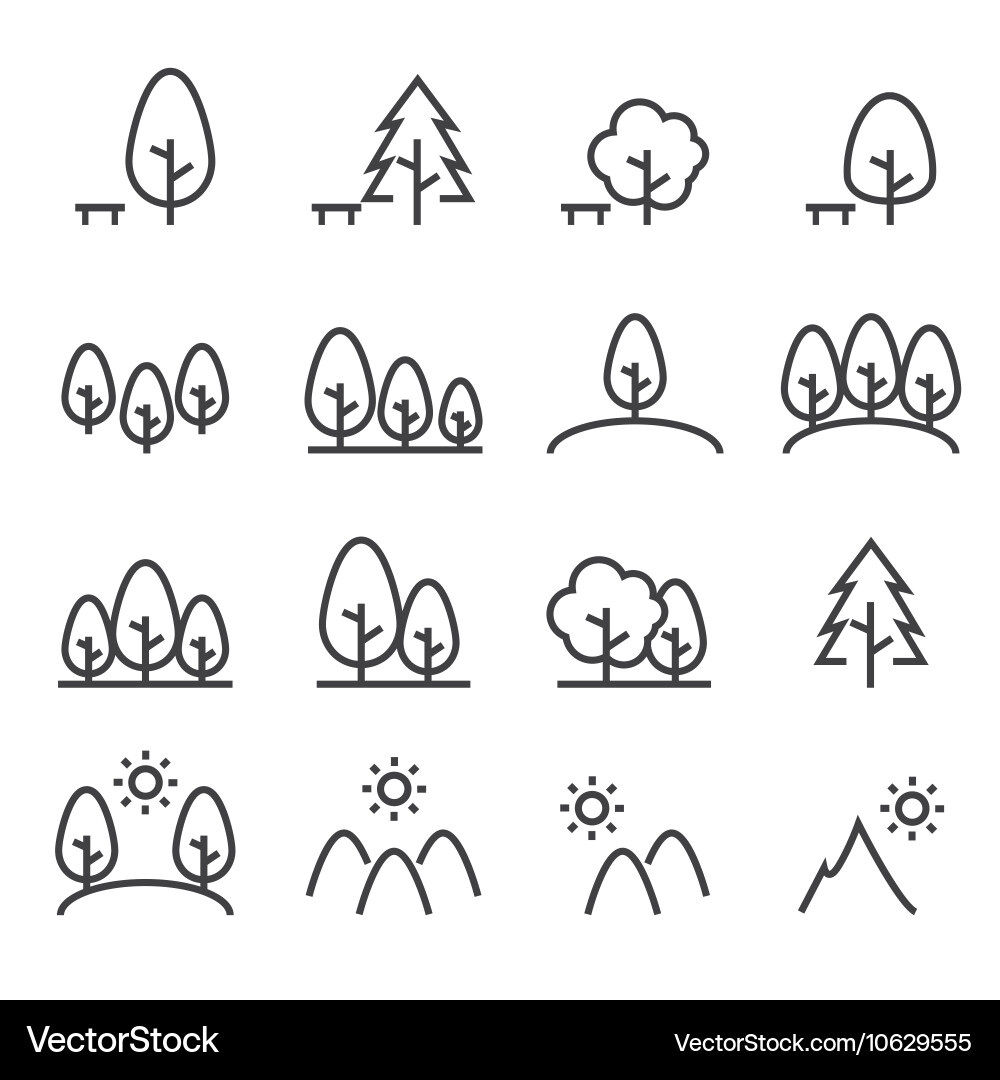 Mountain and tree icon eps10 Royalty Free Vector Image