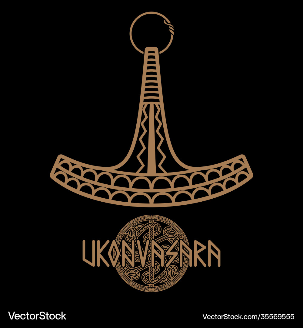 Ukonvasara - ukko hammer or ukonkirves axe Vector Image