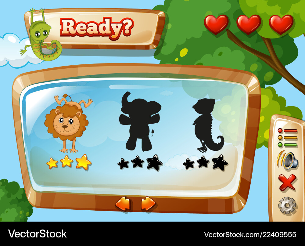 Wild animal game template Royalty Free Vector Image