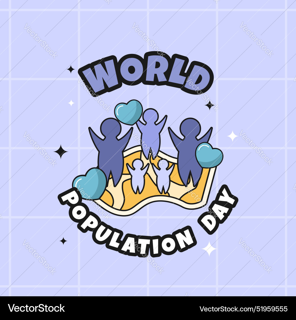 World population day groovy design Royalty Free Vector Image