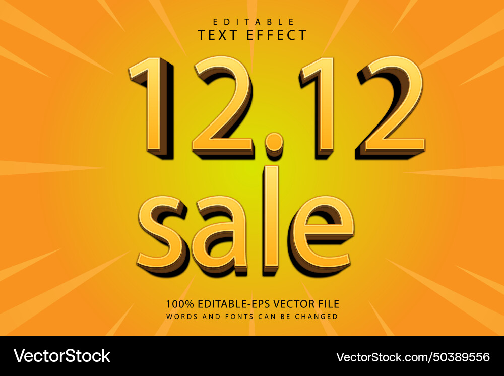 1212 sale editable text effect 3 dimension Vector Image
