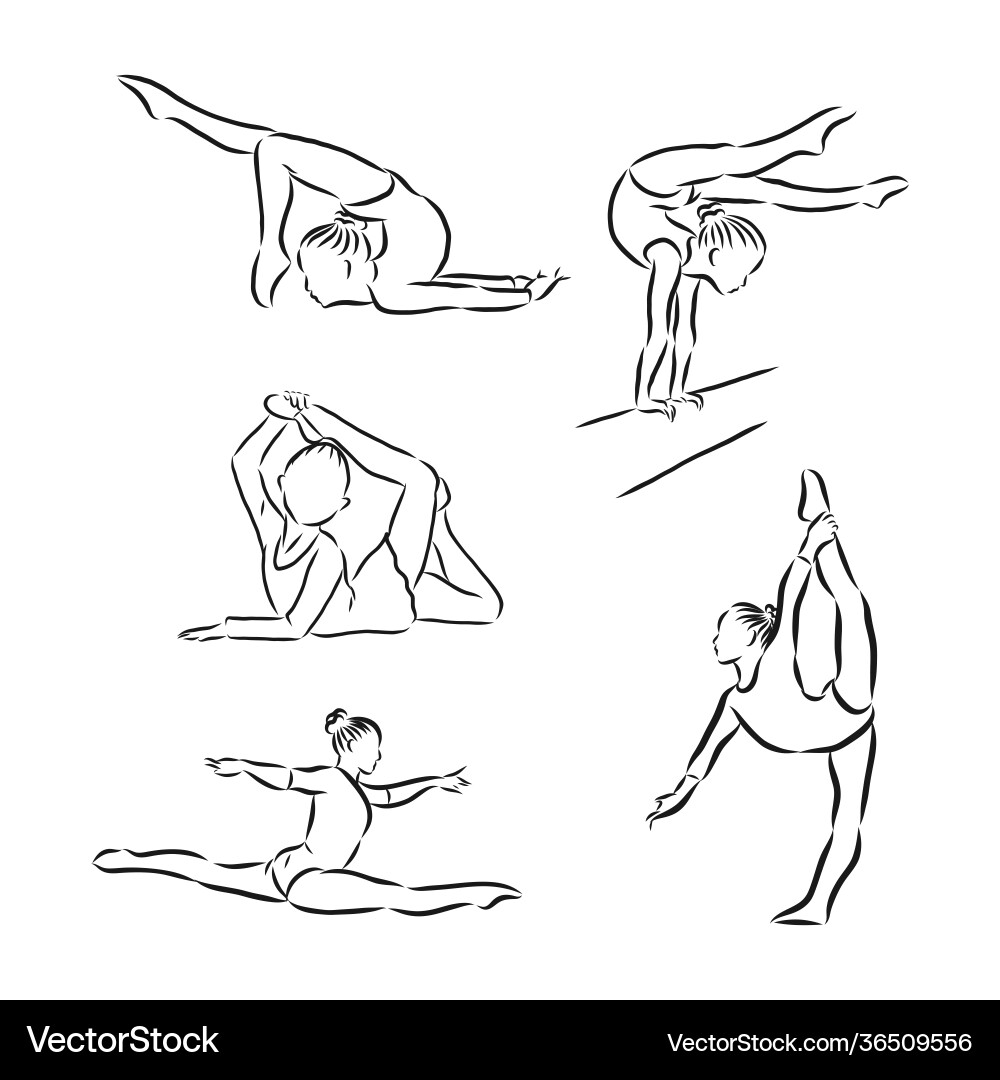 Abstract artistic gymnastics gymnasts Royalty Free Vector