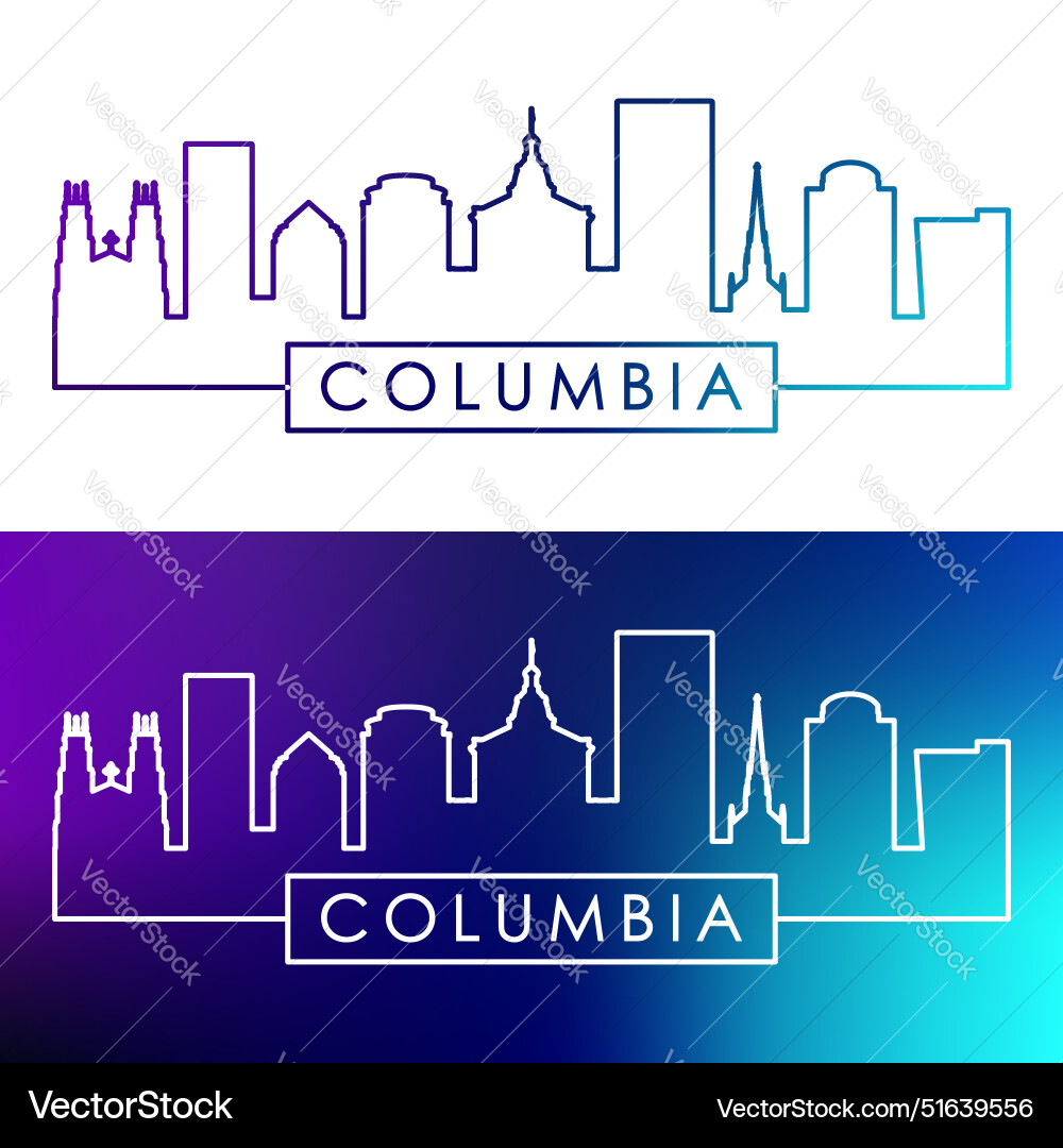 Columbia skyline colorful linear style single Vector Image