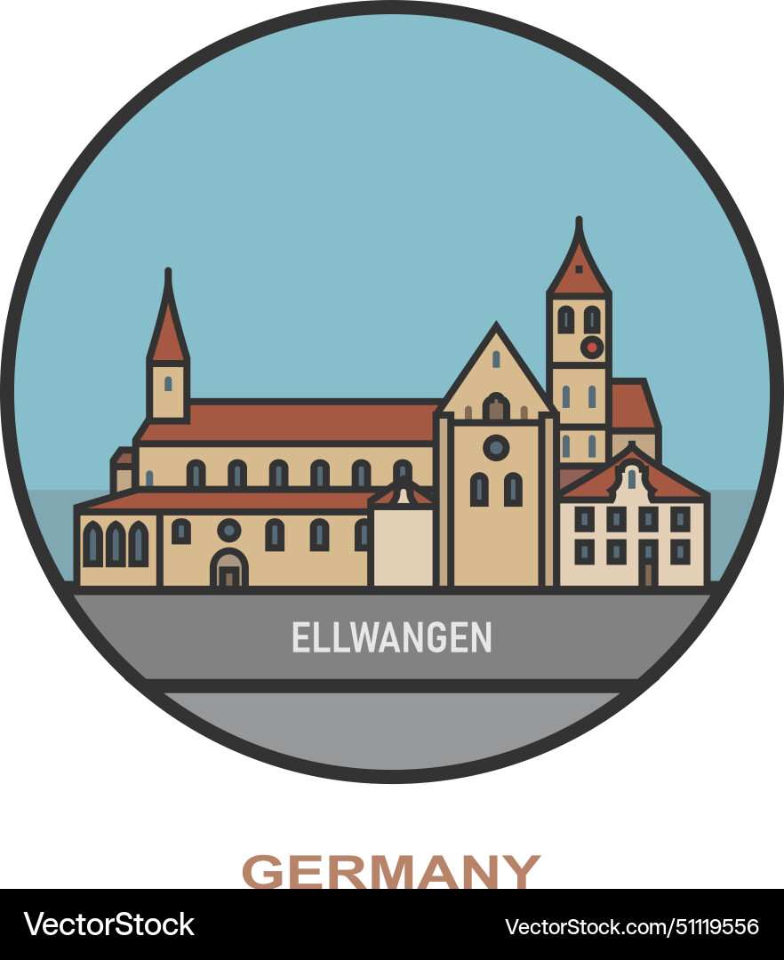 Ellwangen cities and towns in germany Royalty Free Vector