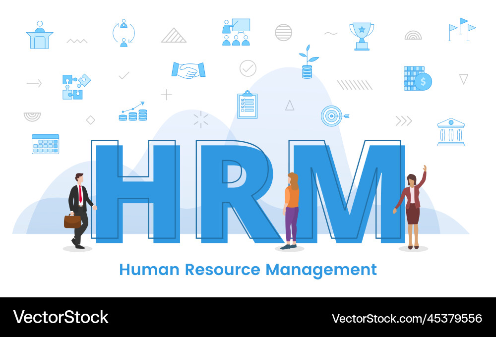 Hrm human resource management concept with big Vector Image