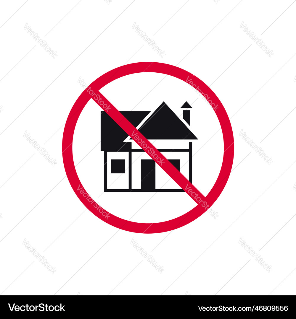 No housing prohibited sign forbidden modern round Vector Image