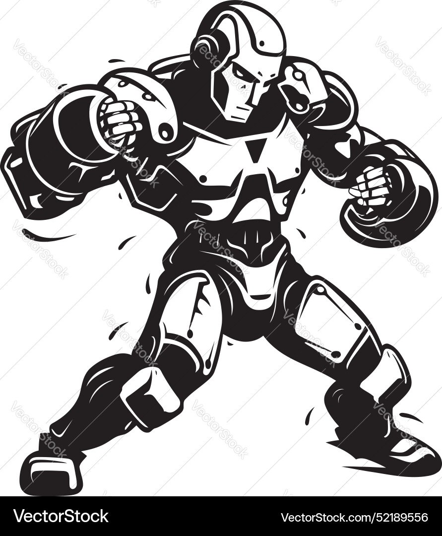Robotic ringmaster robot boxer black logo icon Vector Image