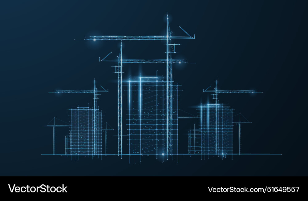 Digital construction site sketch building 3d Vector Image