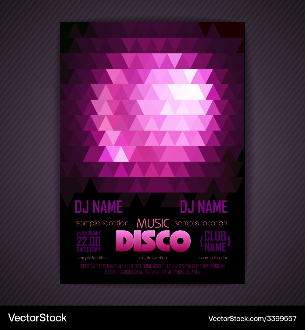 Disco poster geometric triangle background Vector Image