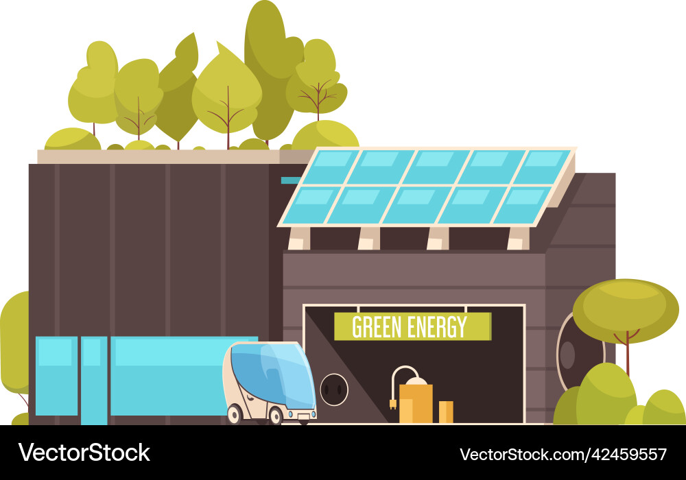 Green energy warehouse composition Royalty Free Vector Image