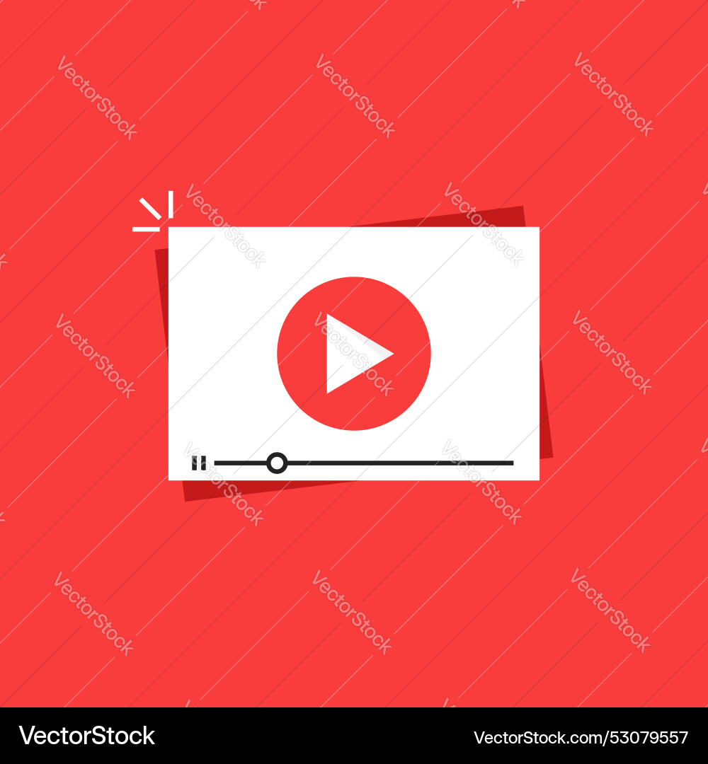 Red and white video player like streaming icon Vector Image