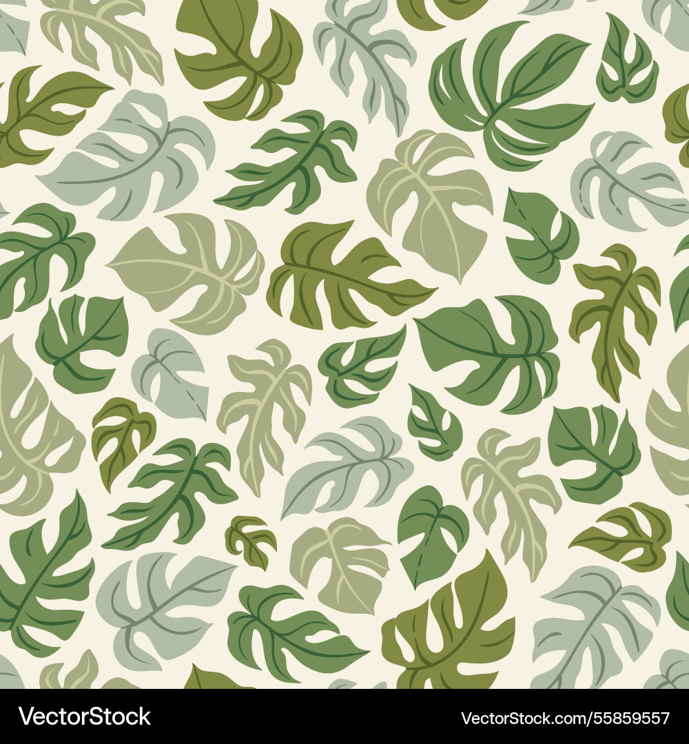 Seamless pattern monstera leaves Royalty Free Vector Image