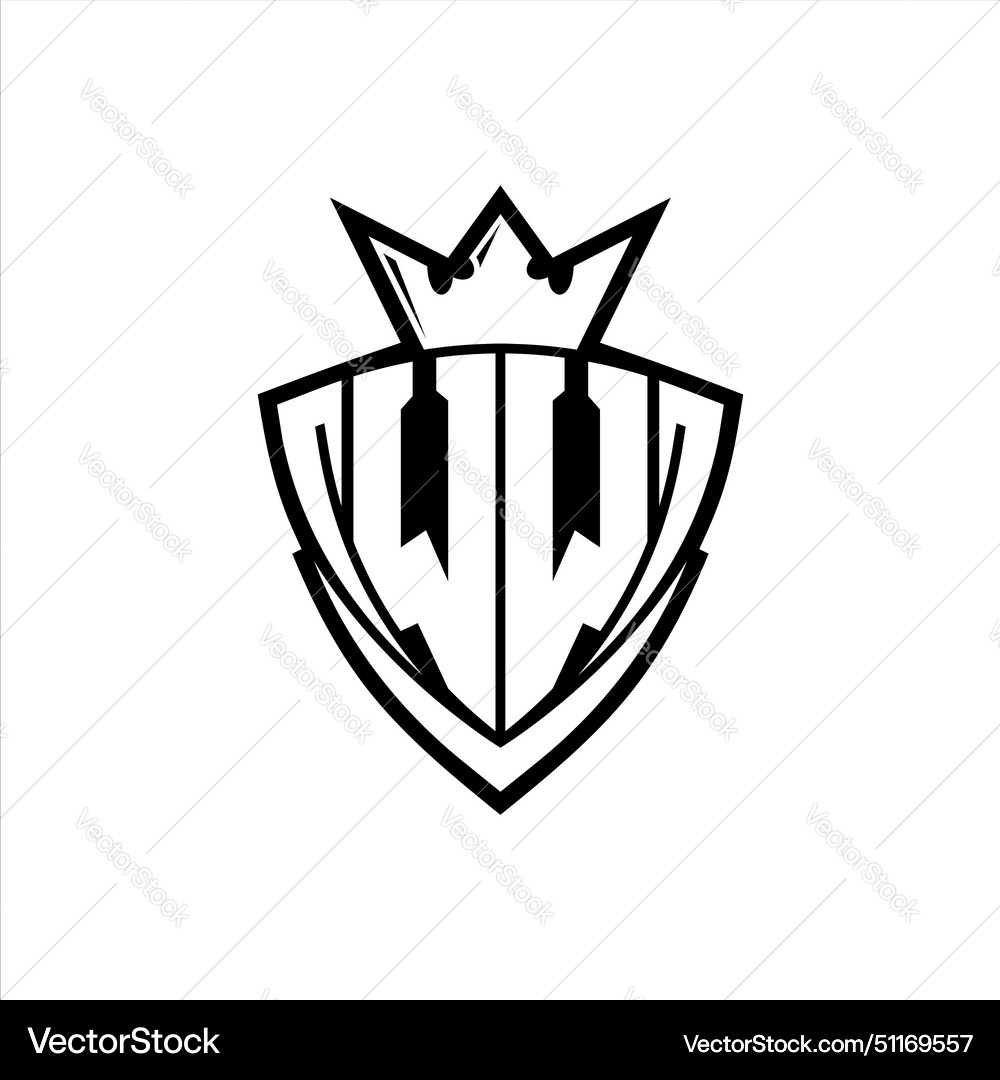 Ww letter logo with sharp triangle shield shape Vector Image