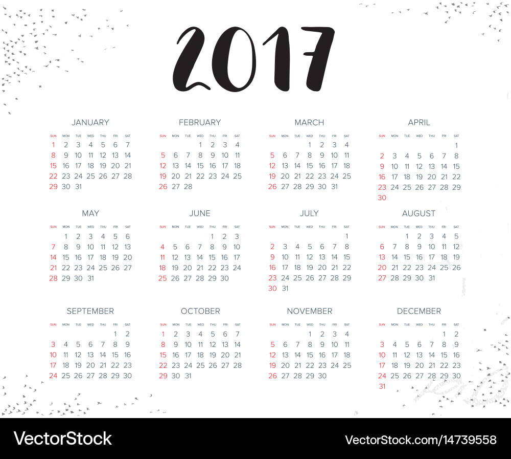 2017 calendar abstract week starts from sunday Vector Image