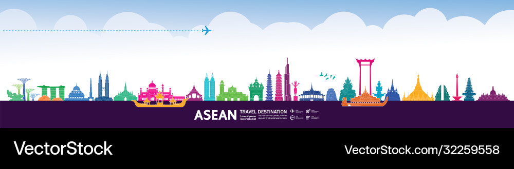 Asean travel destination Royalty Free Vector Image