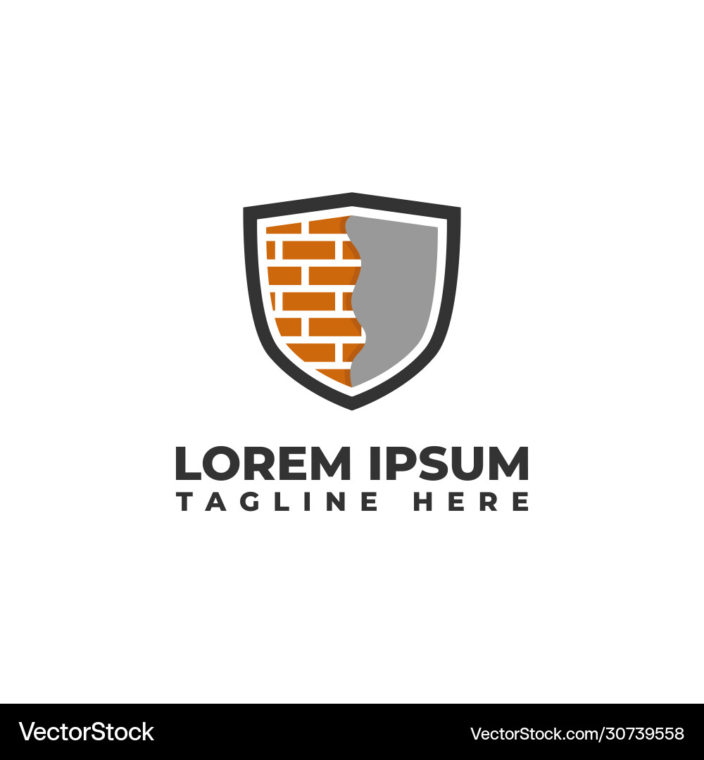 Brick Shield Construction Logo Royalty Free Vector Image