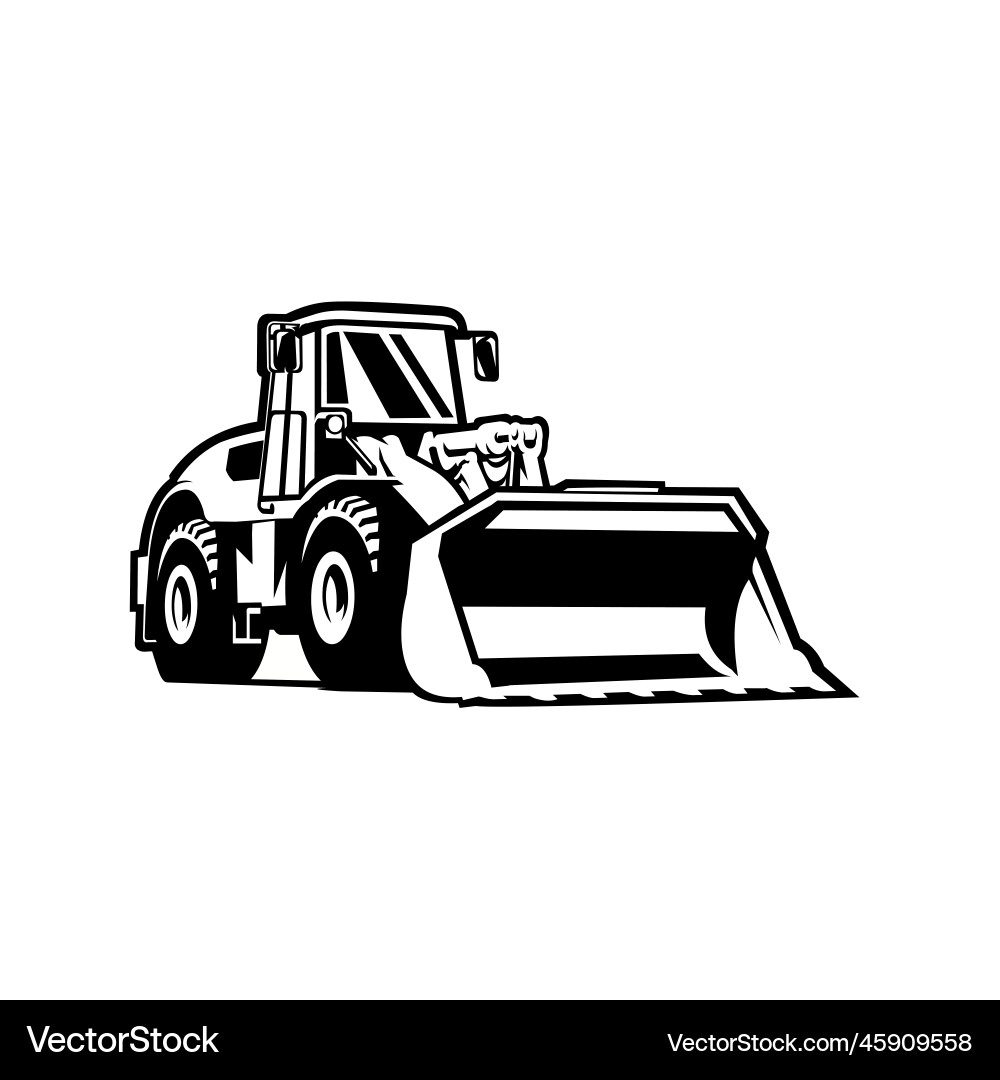 Bulldozer silhouette monochrome isolated Vector Image