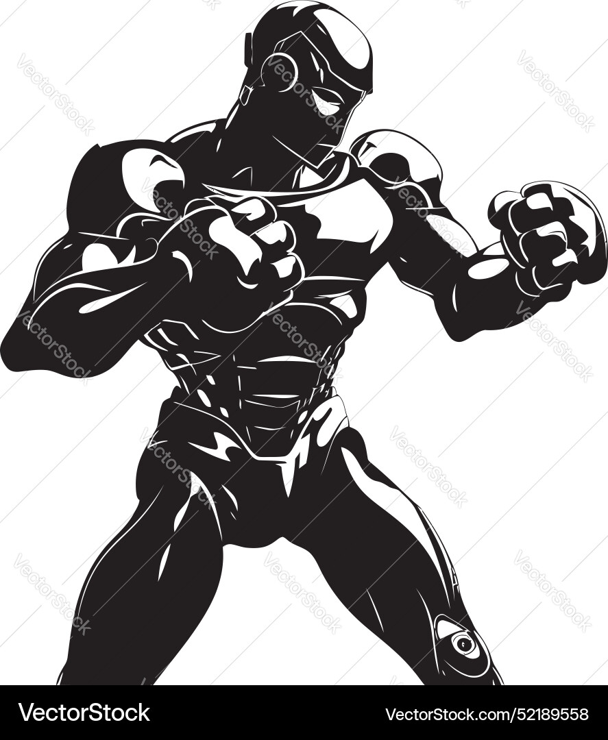Circuit champion robot boxer black logo design Vector Image