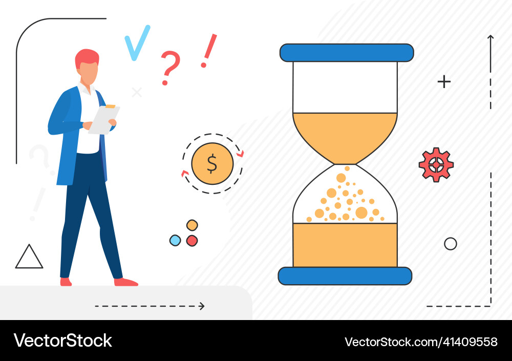 Concept of efficiency working time increasing Vector Image