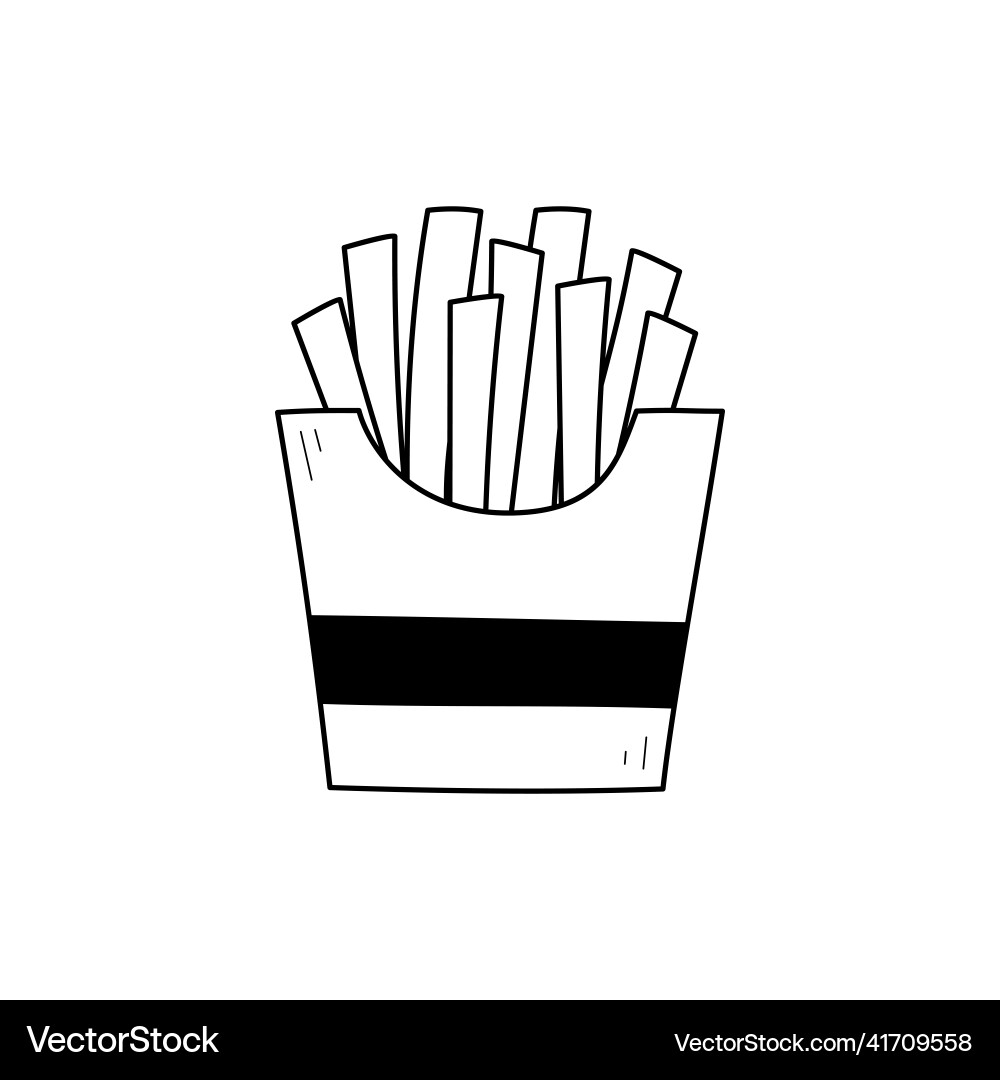 French fries doodle outline icon Royalty Free Vector Image