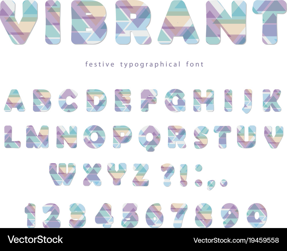 Modern vibrant font stylized letters and numbers Vector Image
