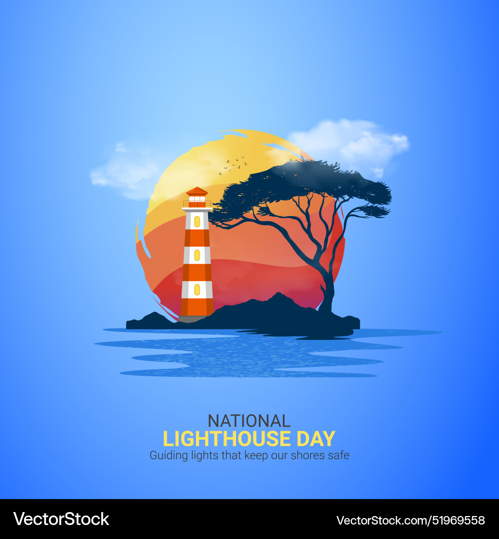 National lighthouse day creative ads design Vector Image