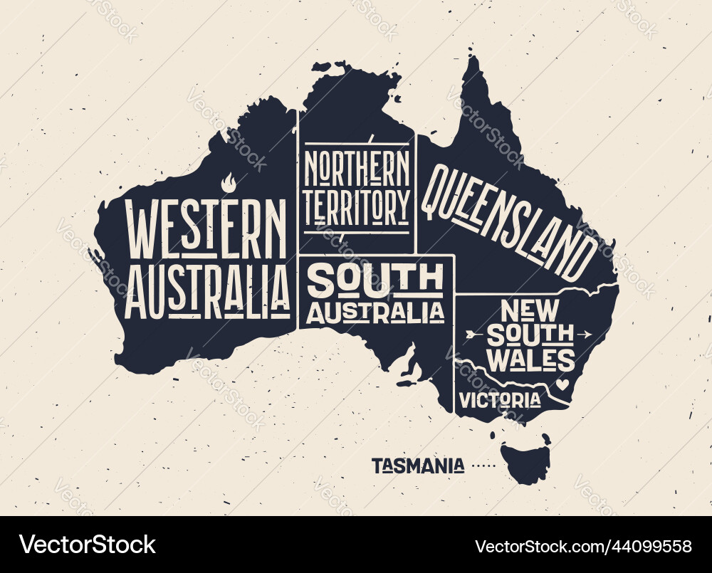 Poster map of australia Royalty Free Vector Image