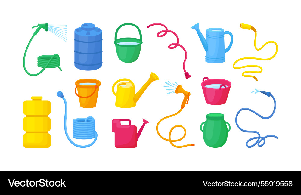 Watering accessories rubber hoses water Royalty Free Vector
