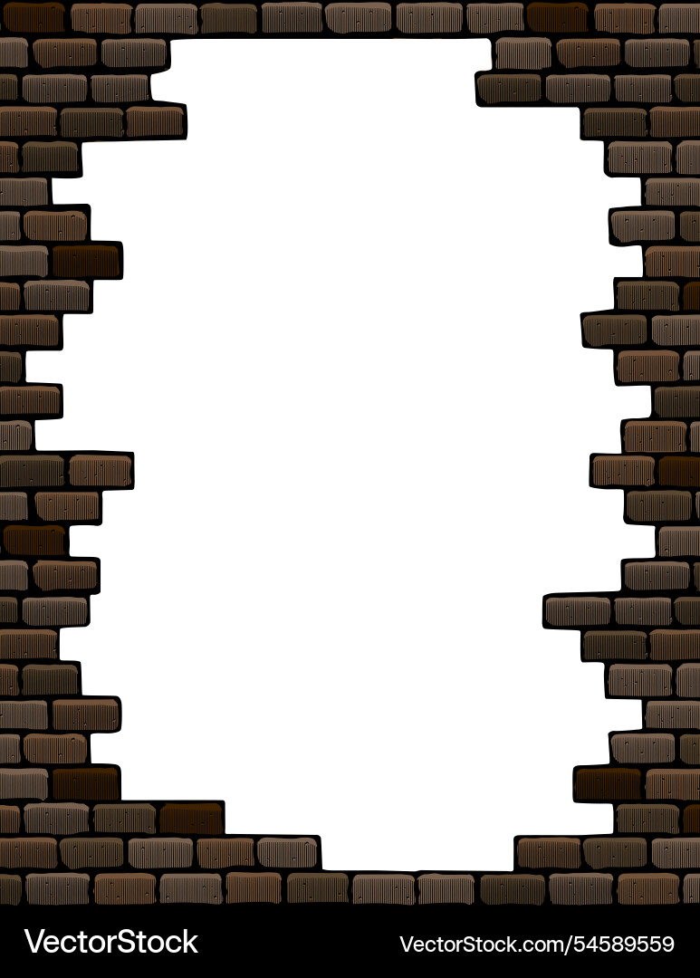 A frame in the shape of a hole in a brick wall Vector Image