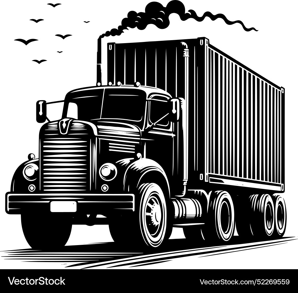 Argo container truck silhouette flat isolated Vector Image
