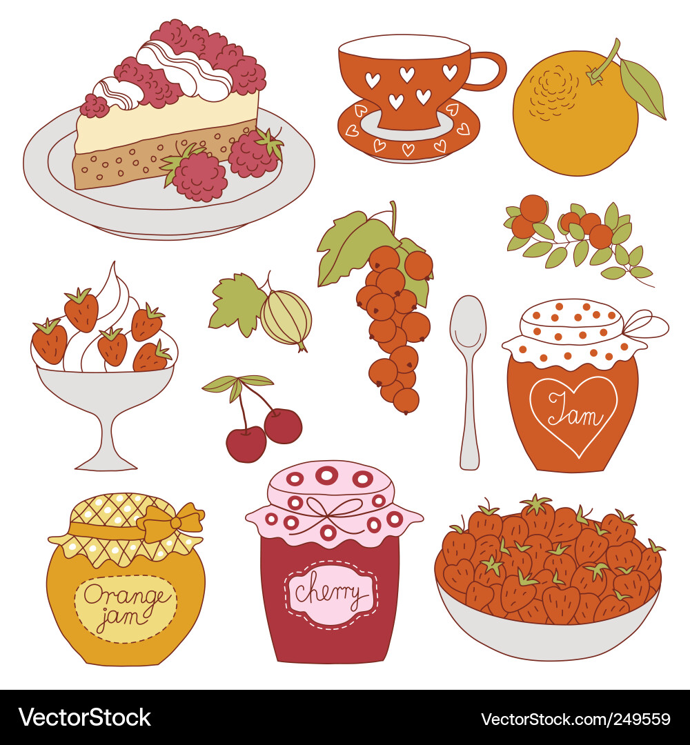 Berry Dessert Collection Royalty Free Vector Image