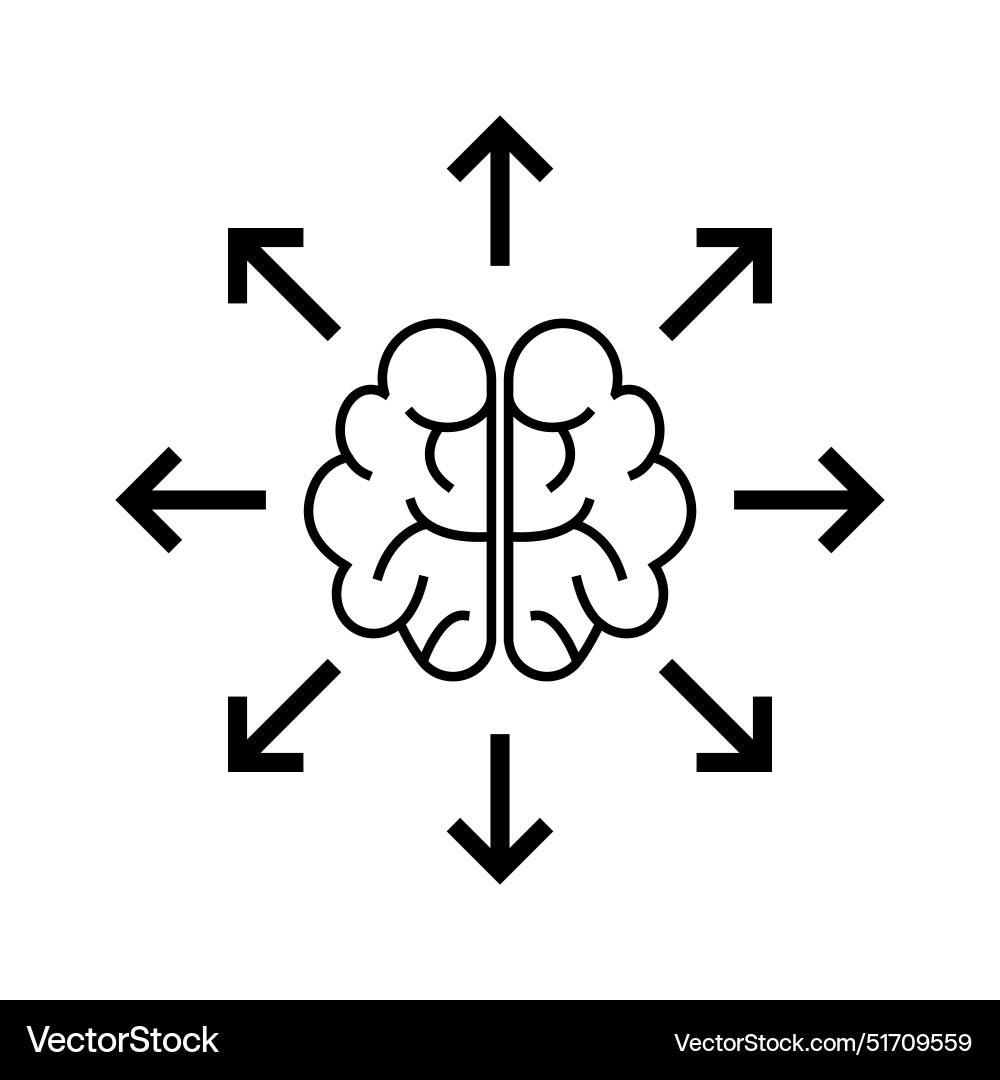 Brain with expanding arrow icon Royalty Free Vector Image