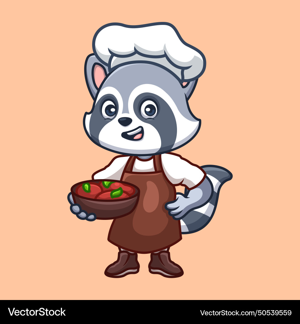 Chef raccoon cute cartoon Royalty Free Vector Image