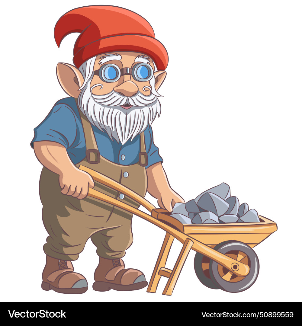 Fabulous bearded gnome builder with glasses Vector Image