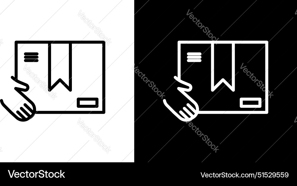 Hand holding box icon set parcel home delivery Vector Image
