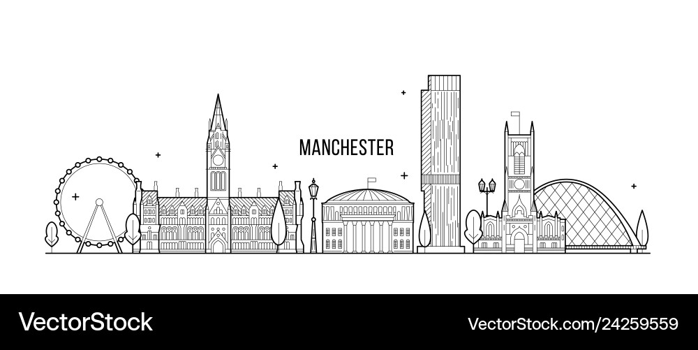 Manchester Skyline - UK Royalty Free Vector Image