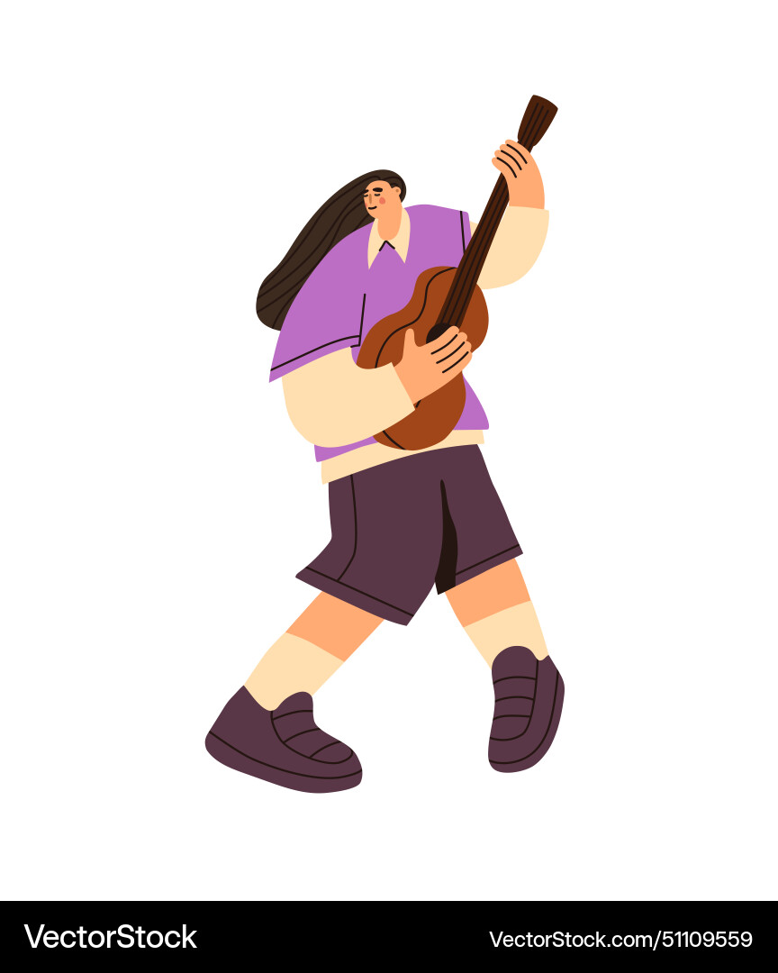 Professional guitarist performs with concert Vector Image