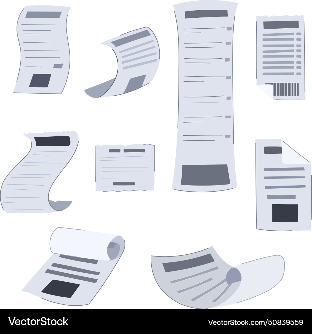 Receipt set cartoon Royalty Free Vector Image - VectorStock