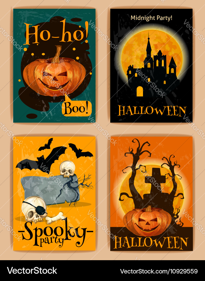 Retro Halloween Party Posters Royalty Free Vector Image