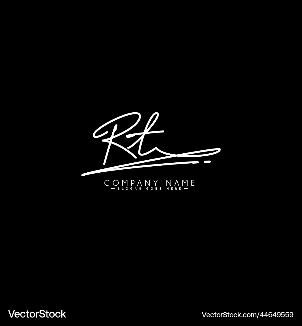 Rt signature logo - handwritten template Vector Image