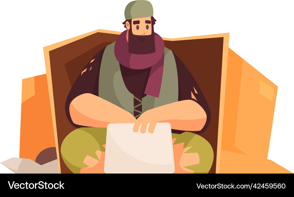Begging poor man composition Royalty Free Vector Image