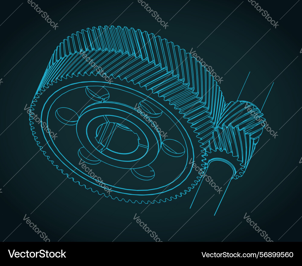 Chevron gear transmission isometric drawing Vector Image