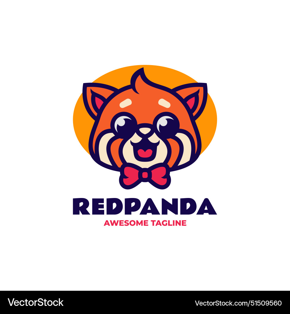 Logo red panda mascot cartoon style Royalty Free Vector