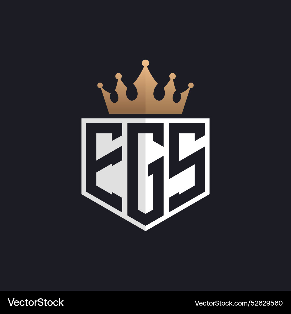 Luxury egs logo with crown elegant initials Vector Image