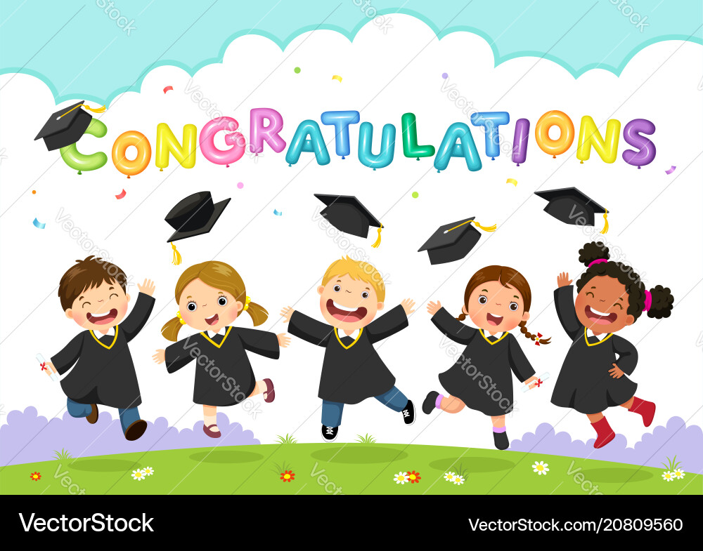 Students celebrating graduation Royalty Free Vector Image